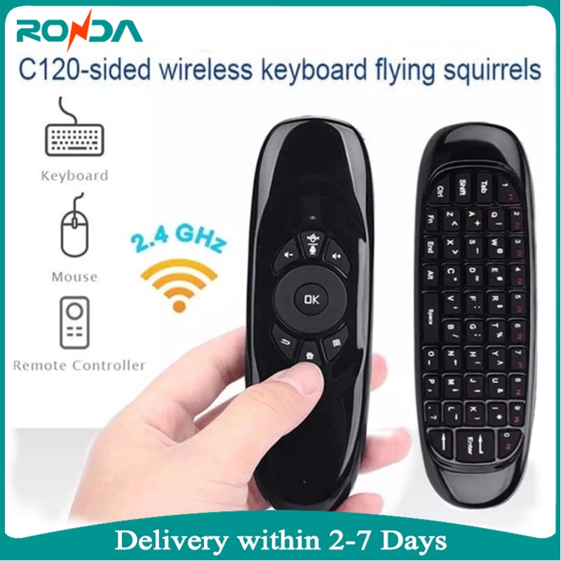 C120 2.4Ghz Portable Air Mouse Wireless Keyboard Gyroscope Mini Remote ...