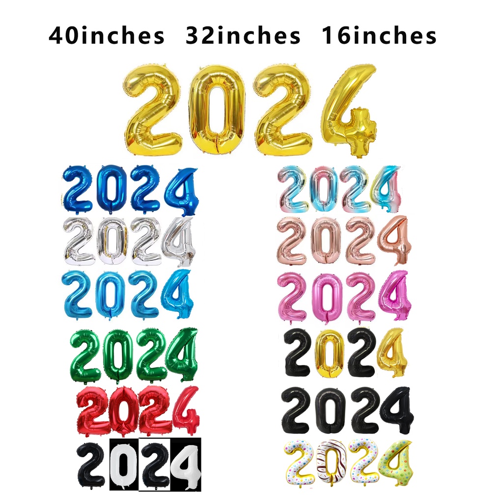 2024 new year balloon number balloon white balloon 32-inch digital ...