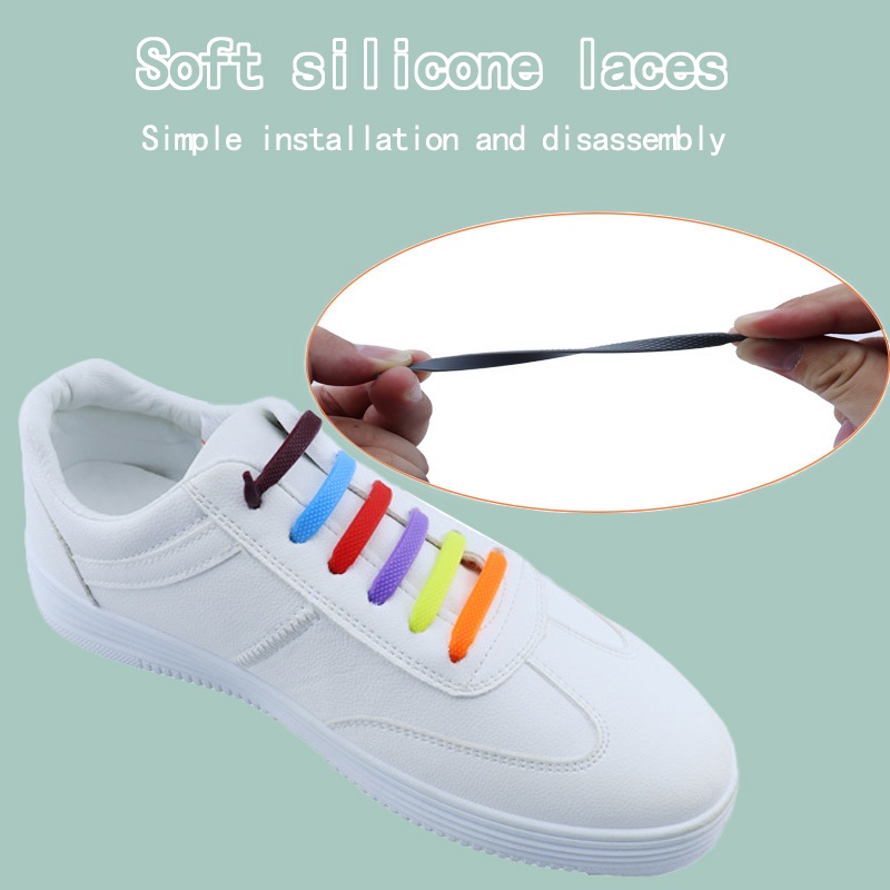 16pcs/lot Silicone No Tie Shoelaces Shoes Accessories Elastic Lace ...