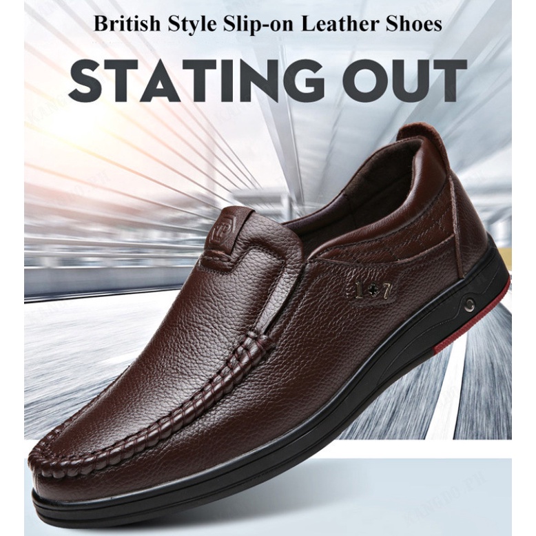 British Style Slip-on Men's business leather Shoes casual non-slip ...