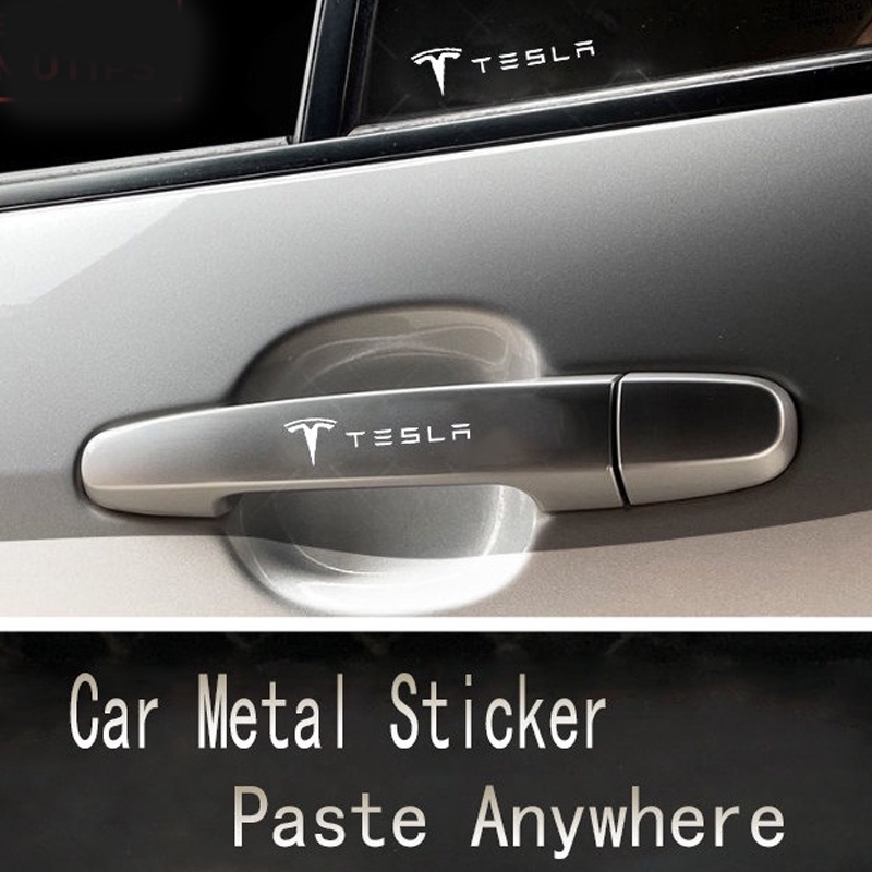 Tesla Car Logo Metal Sticker 3D Creative Decoration Window Door ...