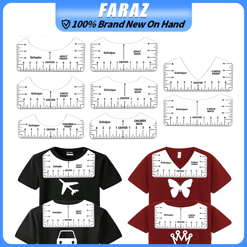 4/8Pcs PVC Tshirt Guide Ruler Round/V Neck Alignment Tool for Center ...