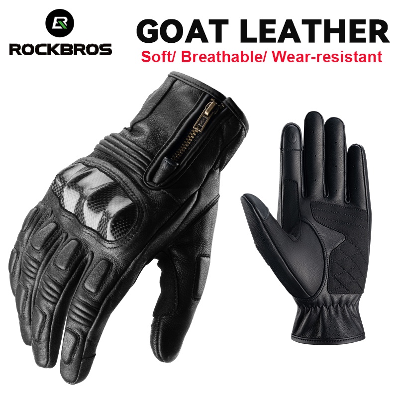 Rockbros Motorcycle Leather Gloves Full Finger Shockproof Screen ...