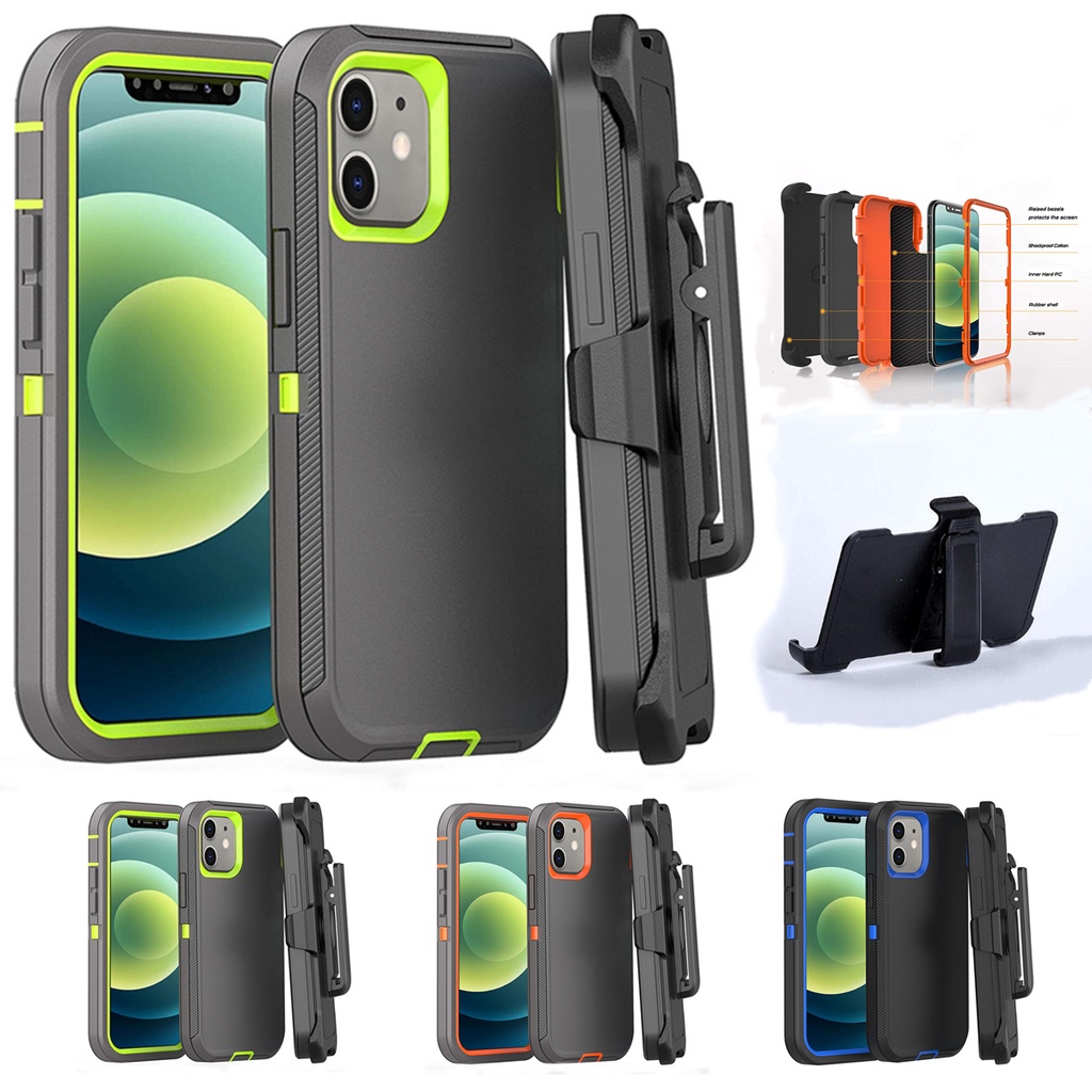Armored 3-in-1 Phone Case For iPhone 16 15 Pro Max 14 13 12 Pro Max 12 ...