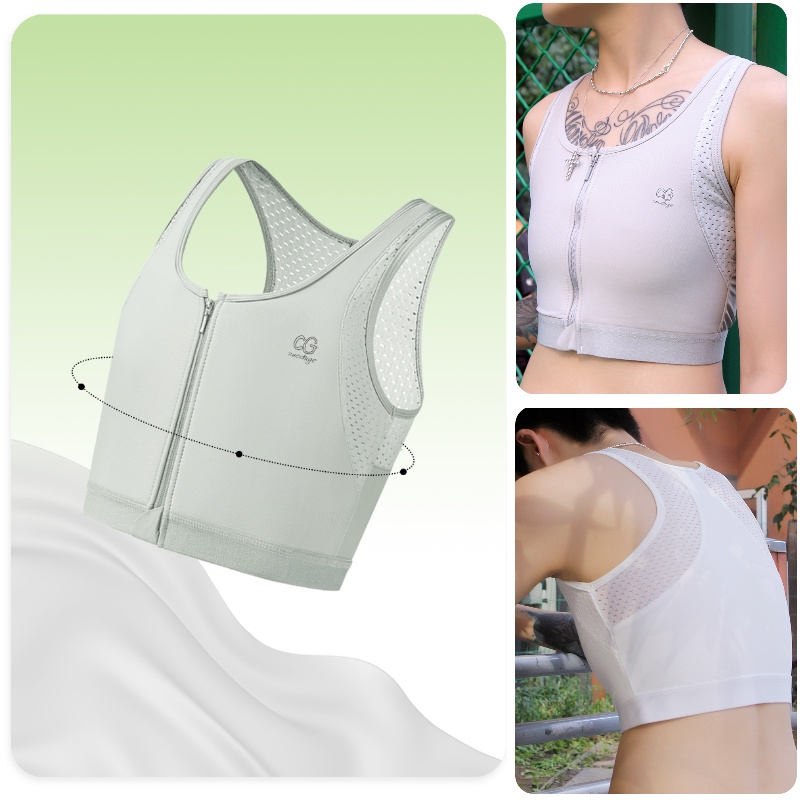 Zipper Chest Binder Tomboy Corset Bilateral&back mesh 21cm reverse ...