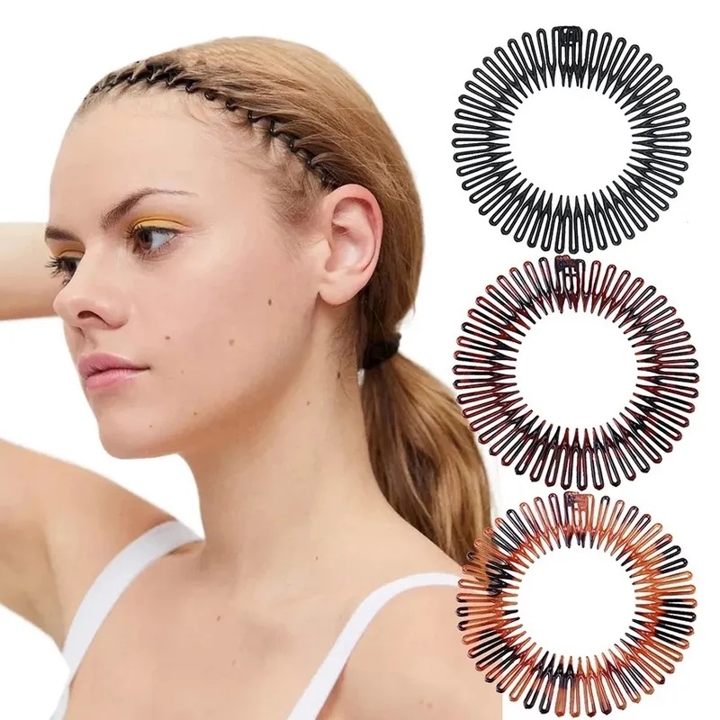 Classics Full Circular Stretch Comb Headbands Flexible Plastic Circle ...