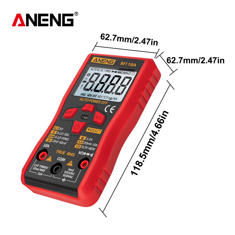 ANENG M118A Auto Ranging Digital Multimeter High-Accuracy TRMS 6000 ...