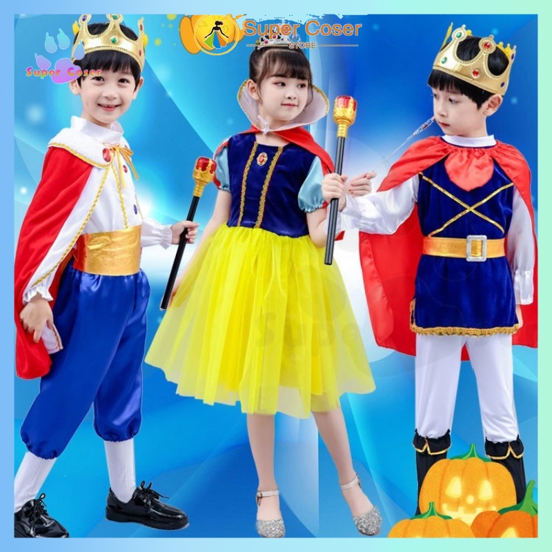 【7 Piece/Set】Halloween Prince Princess Costume Boys Girls Cosplay ...