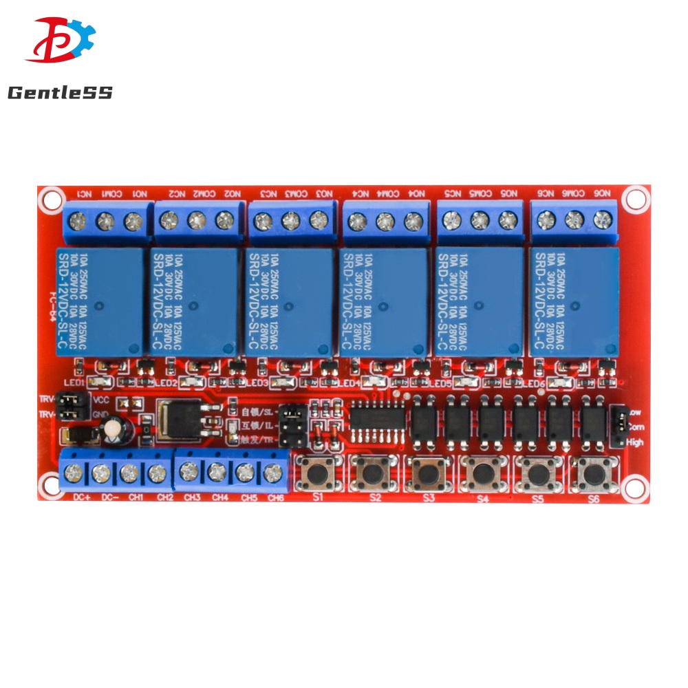 6 Channel Relay Module 5V 12V 24V High Low Level Trigger with ...