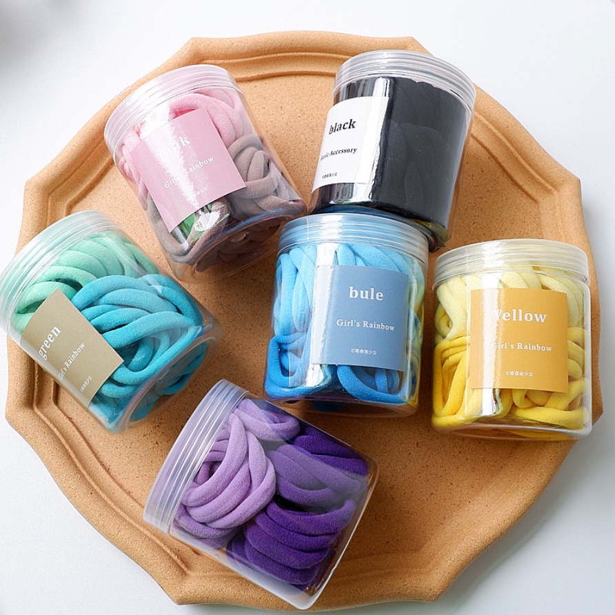 50Pcs/box Korean Colorful Nylon Hair Bands Hair Tie with box Children ...