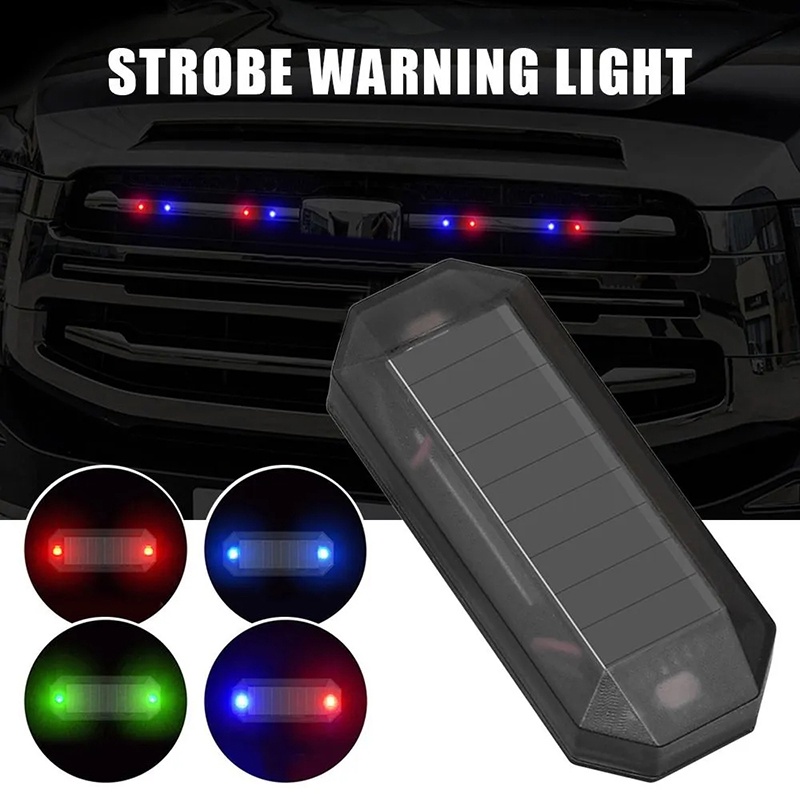 Car Solar LED Mini Warning Light Night Ride for Motorcycle Electric ...