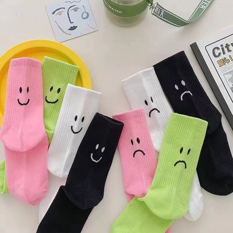 New Socks Smiley Face Women Spring Autumn Style Mid-Tube Socks ins ...