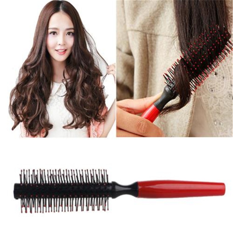 (JMBX)Women Salon Rolling Comb Round Hair Roller Straight Hair Blown ...
