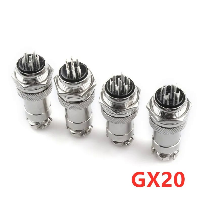 1set GX20 Aviation Connector Socket Plug 2/3/4/5/6 Pin Male + Female 20mm Circular Wire Panel ...