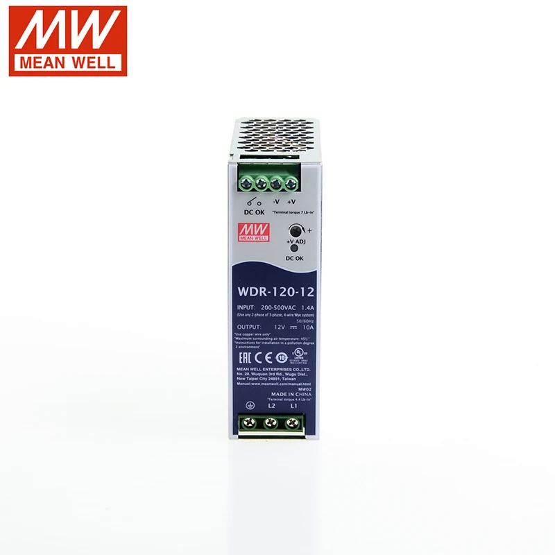 MEAN WELL WDR-120 120W 12V/10A 24V/5A 48V/2.5A Wide Input Industrial ...