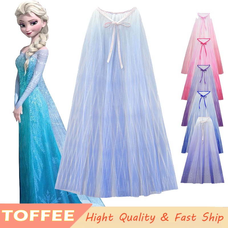 Frozen Elsa Cape Pink Blue Purple Mesh Princess Cloak For Kids Girl ...