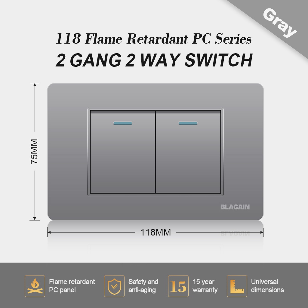 Blagain Light Switch And Outlet 1/2/3 Gang Modern Wall Light Switch ...
