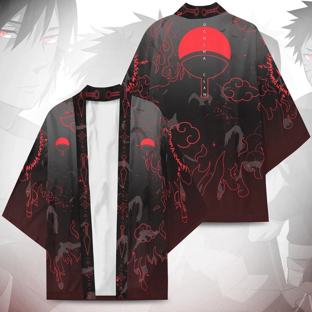 Anime Konoha Hokage Kurama Uchiha Sharingan Symbol Kimono Cloak Cosplay ...