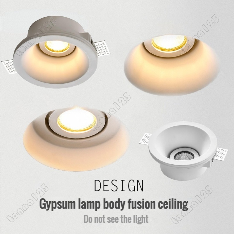 Adjustable angle circular gypsum lamp holder embedded frameless ...