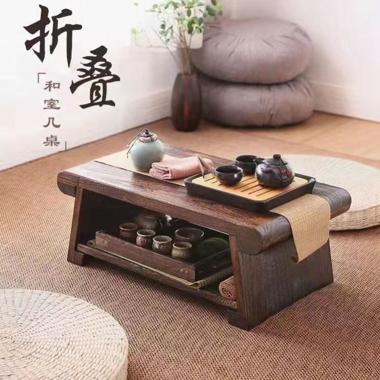 Solid Wood Tatami Bay Window Small Tea Table Japanese Style Kang Table ...