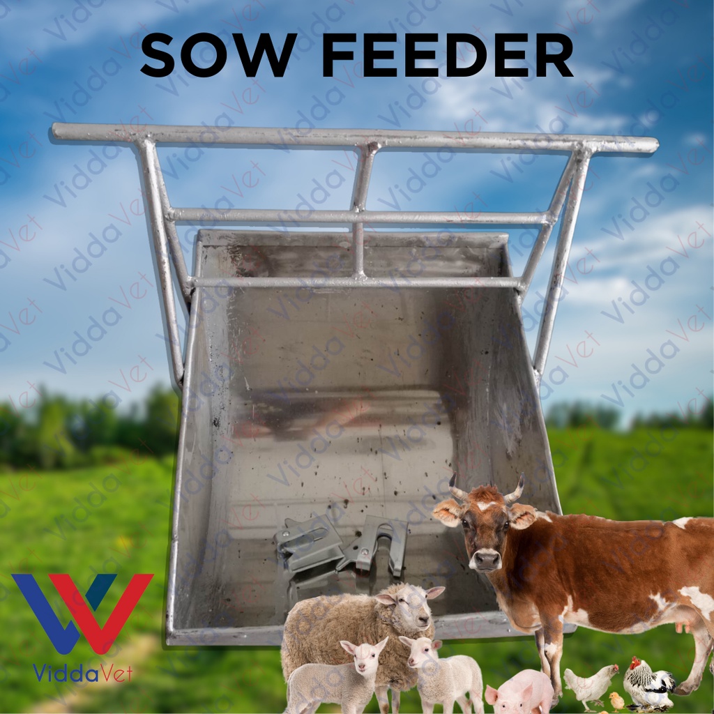 Stainless Sow Feeder with 2 pcs galvanize doorlock viddavet Sow feeder ...