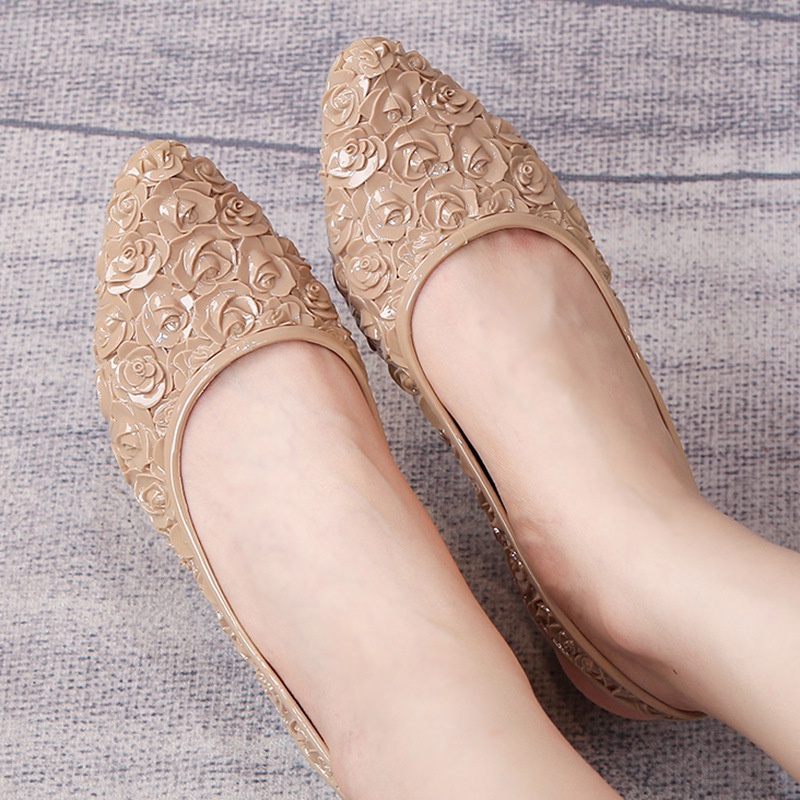 Single Shoes Flower Plastic Female Pointed Toe Sandals Toe-Covered ...