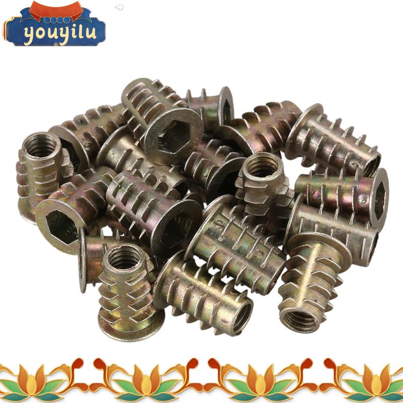 20 pieces M6x 15mm hexagon socket screw thread insert nut for wood ...