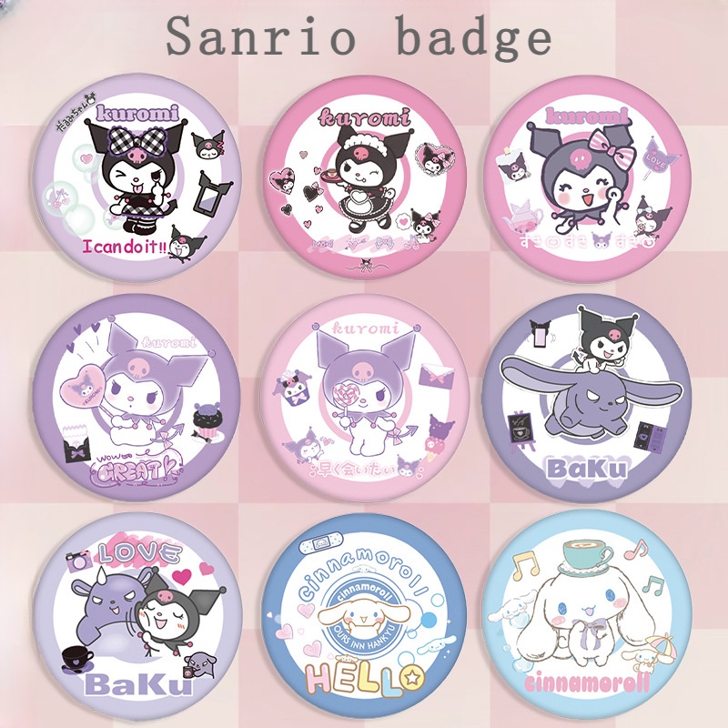 Sanrio Anime Cute Badge Hello Kitty Kuromi Melody Cinnamoroll Pochacco ...