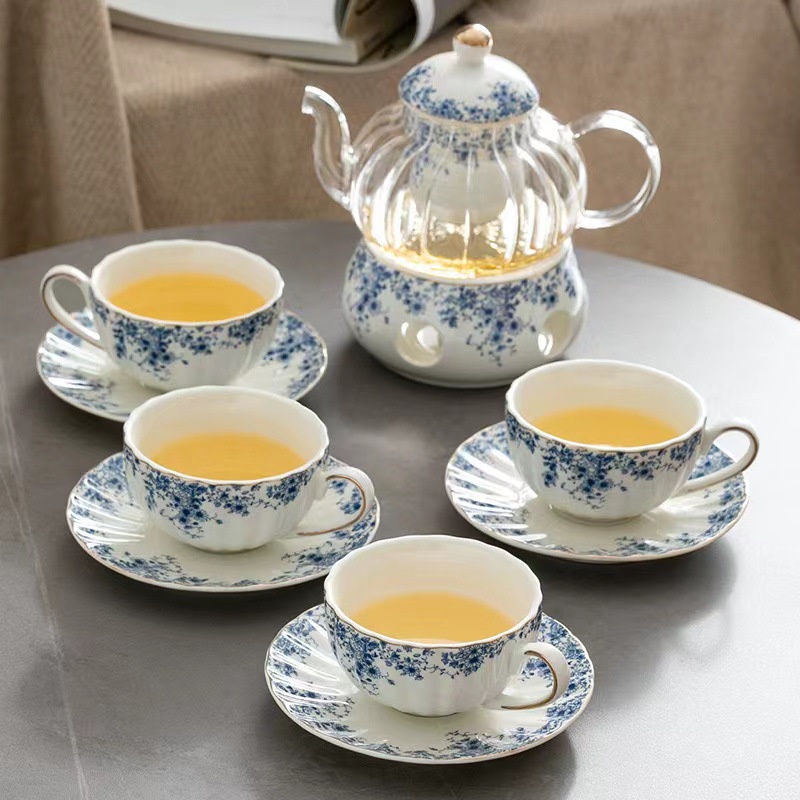British Afternoon Tea Set Scented Tea Pot with Base Retro Coffee Cup ...