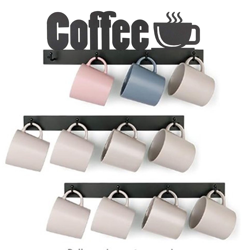 【Qumall】Coffee Decor Kitchen Wall Decor Coffee Bar Mug Cup Rack Holder ...