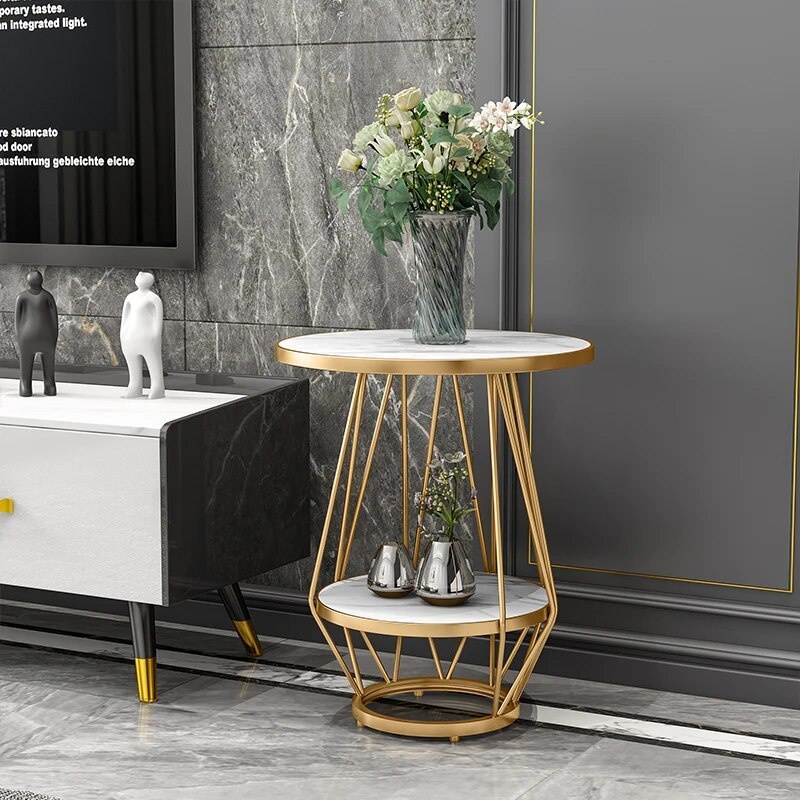 Simple Marble Corner Coffee Table Side Cabinet Balcony Nightstand ...