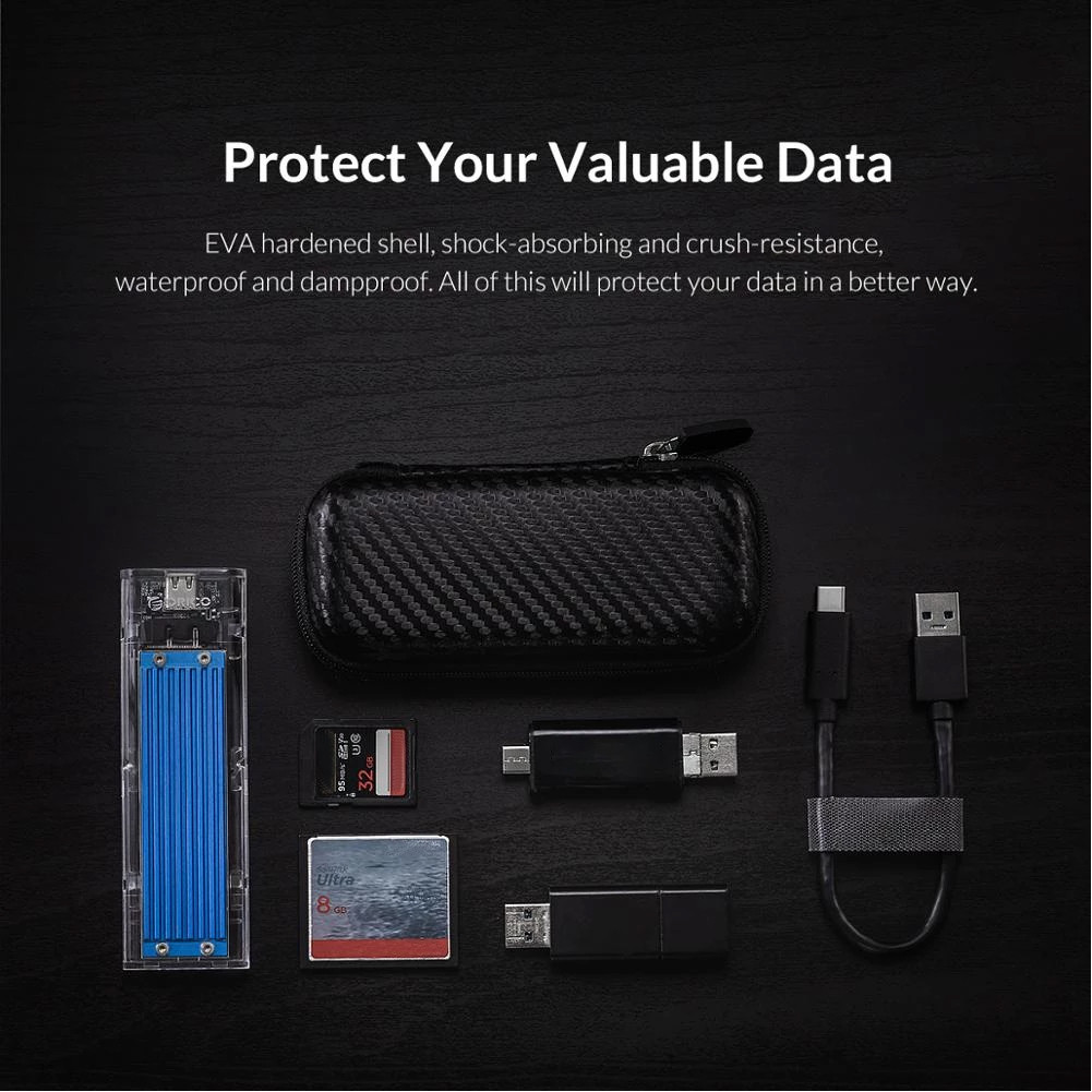 M.2 Hard Disk Case EVA Portable SSD Waterproof Storage Protective Bags ...