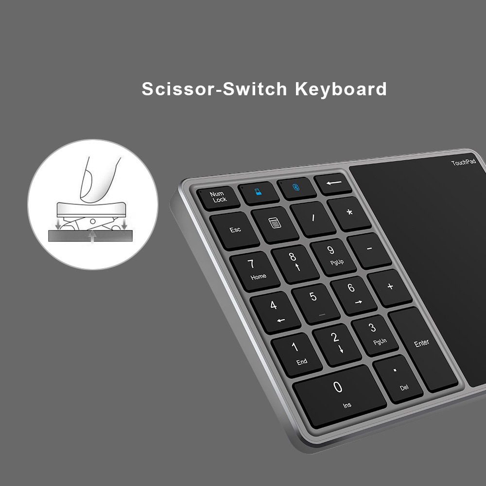 Numeric Keypad Wireless 2.4G Bluetooth-Compatible Type-C Rechargeable ...