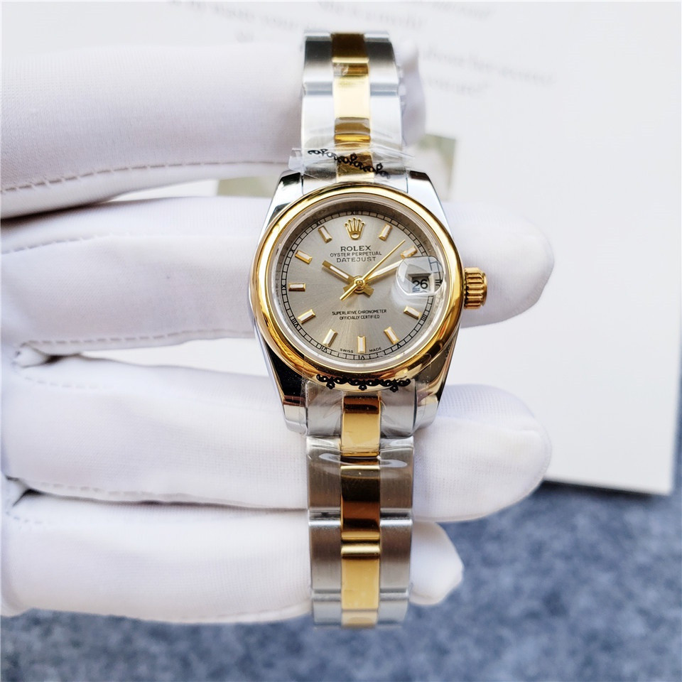 HC Premium Charm Gold Circle ROLEX Luxurious and Elegant Stainless ...