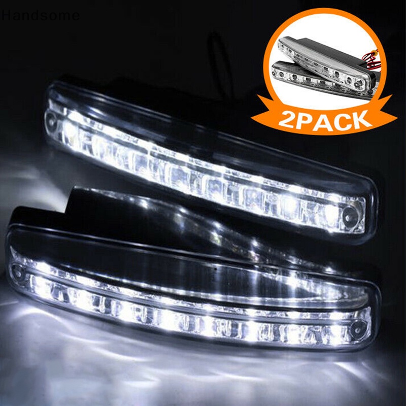 Handsome- New 2X Car 8 LED DRL Fog Driving Daylight Daytime Running Light Head Lamp White NEW ...