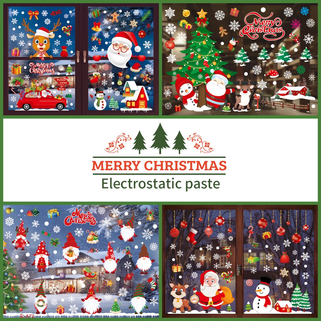 New Christmas Window Glass Wall Decoration Electrostatic Sticker pvc ...