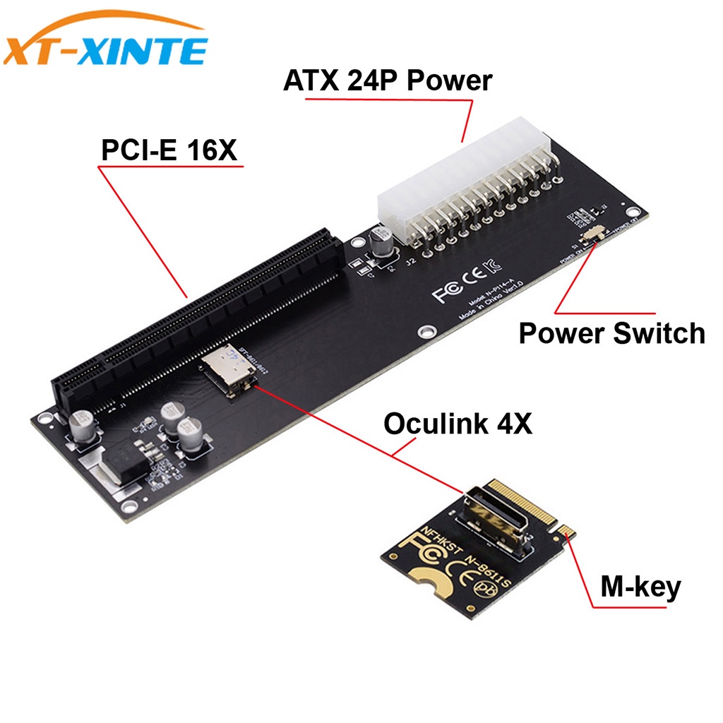 Oculink SFF-8612 SFF-8611 Host Adapter Card PCI-E 16x 2230 M.2 M-key ...