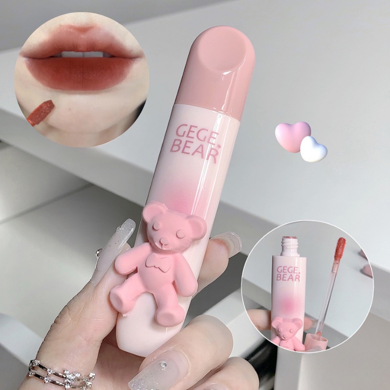 Gege Bear Lip Glaze Velvet Soft Matte Waterproof Non-fading Whitening Lip Tint Lipstick | Shopee ...