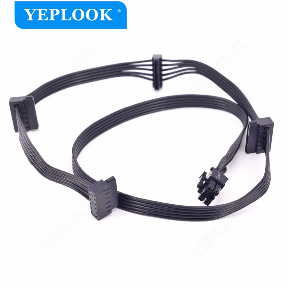 Original PCIe 6Pin to 4 SATA Male Hard Driver SDD Power Cable For ...