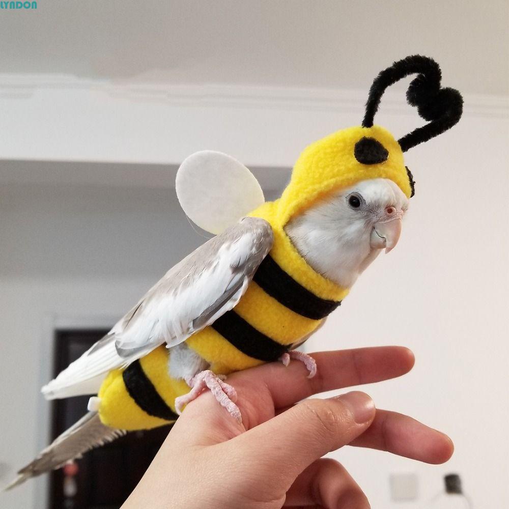 LYNDON Parrot Bee Shape Clothes, Cute Bee Shape Parrot Winter Warm Hat ...