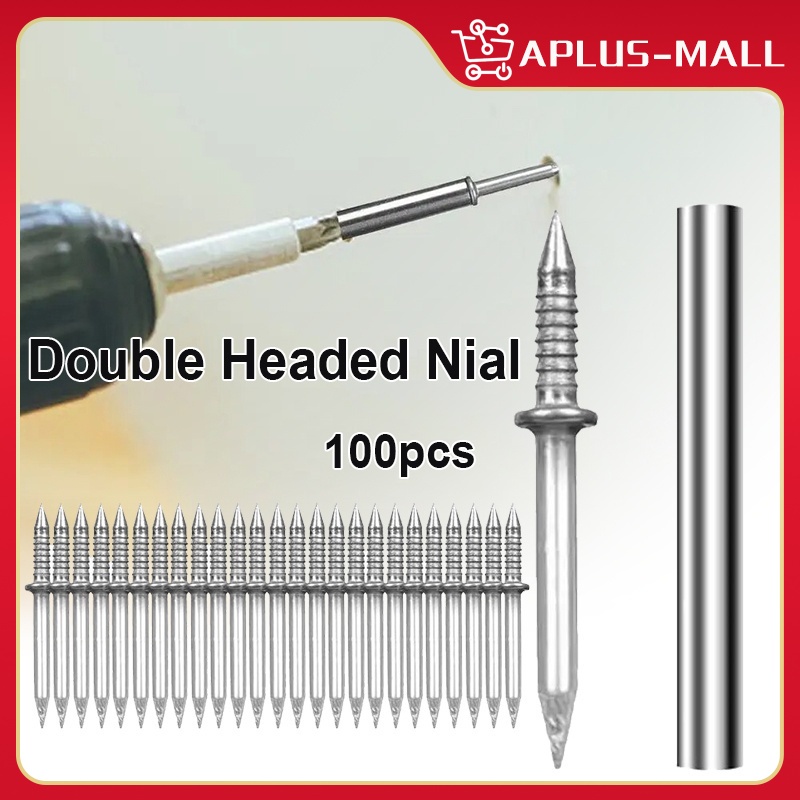 100Pcs Carbon Steel Double-Head Nail No Punching Fasteners For ...