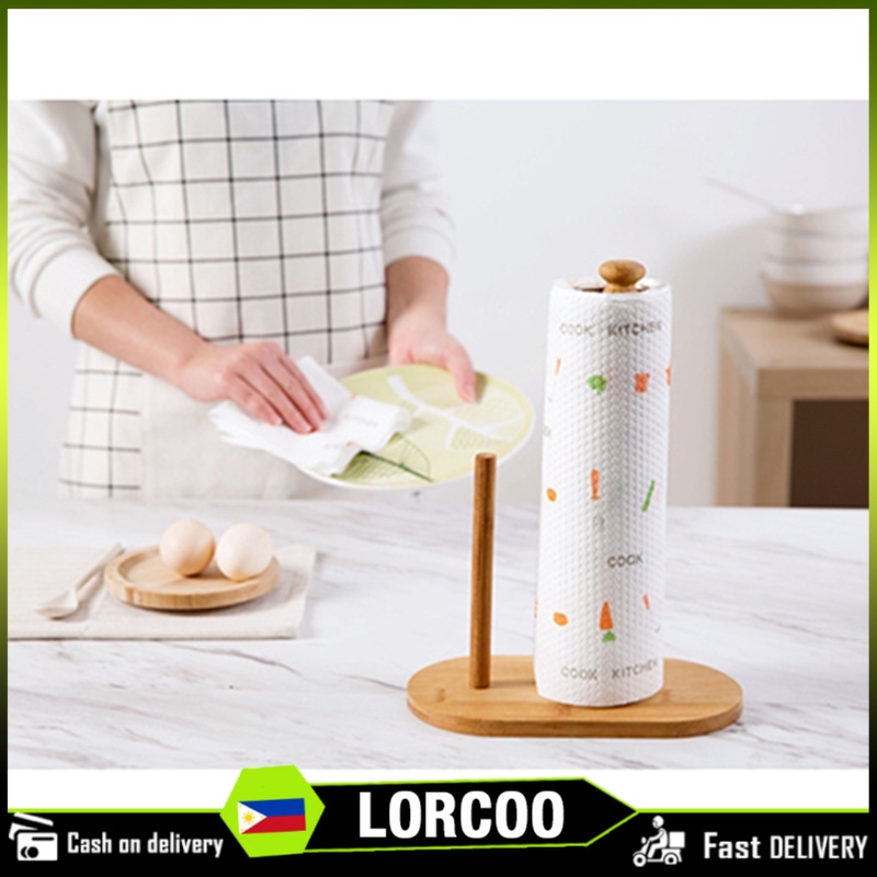 Wooden Paper Towel Holder Kitchen Countertop Vertical Tissue Rack ...