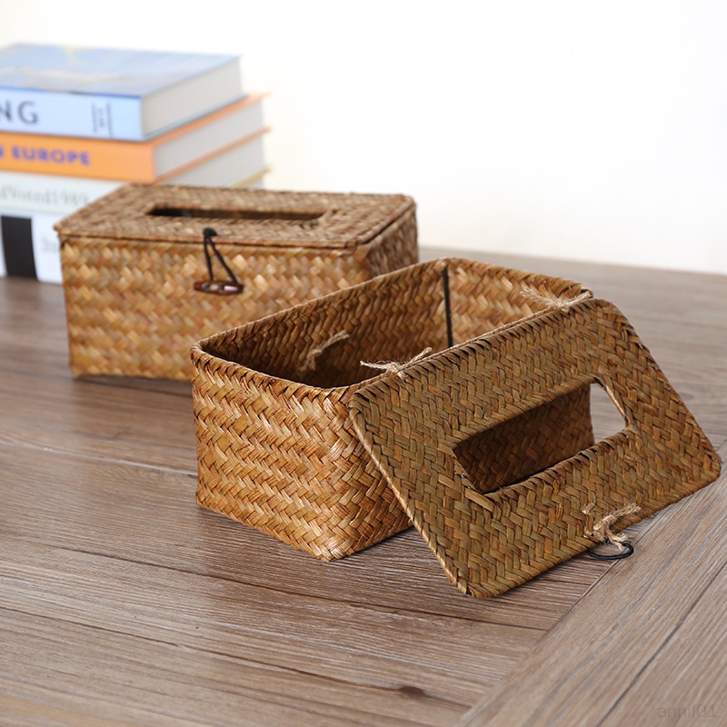 Home Simple Retro Tissue Box with Lid for Living Room Creative Handmade ...