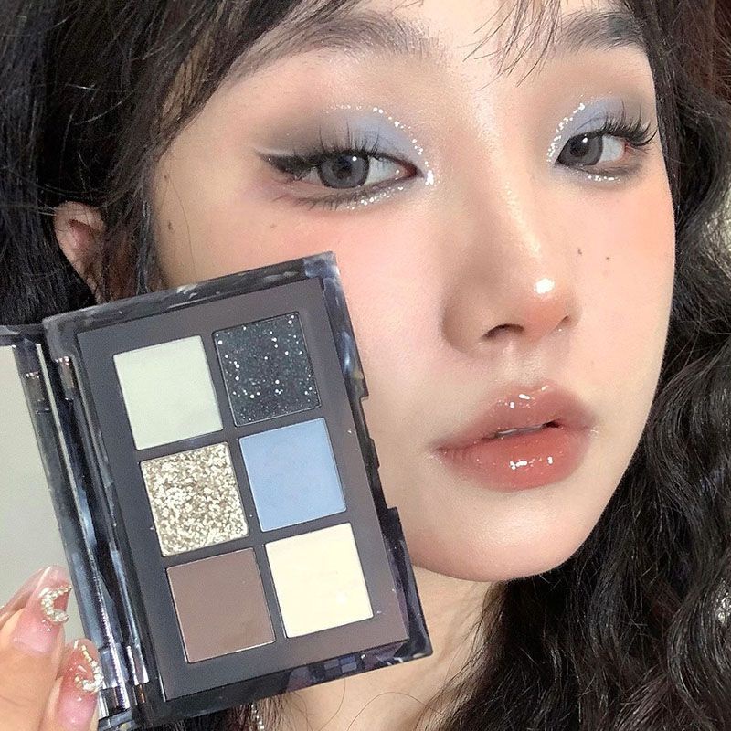 Black Sea Area Six Color Eyeshadow Palette Beads Matte Repair Black and ...
