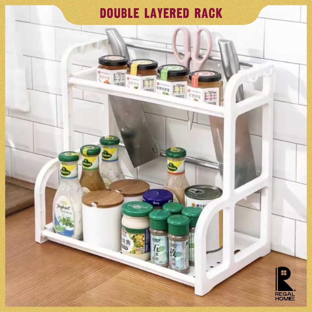 Double Layer Kitchen Organizer Rack Easy Assemble Organizer Rack ...