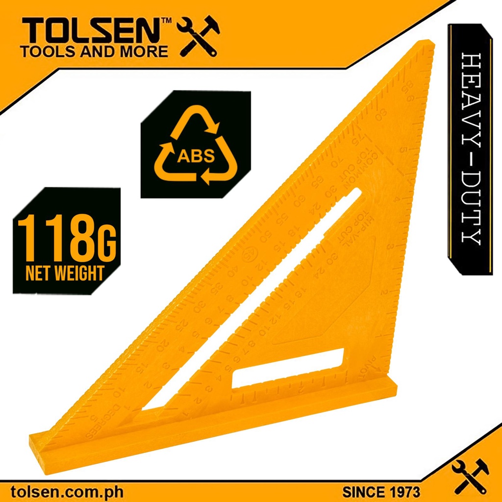 Tolsen Triangle Speed Angle Rafter Square Industrial Grade (180mm, 7 ...