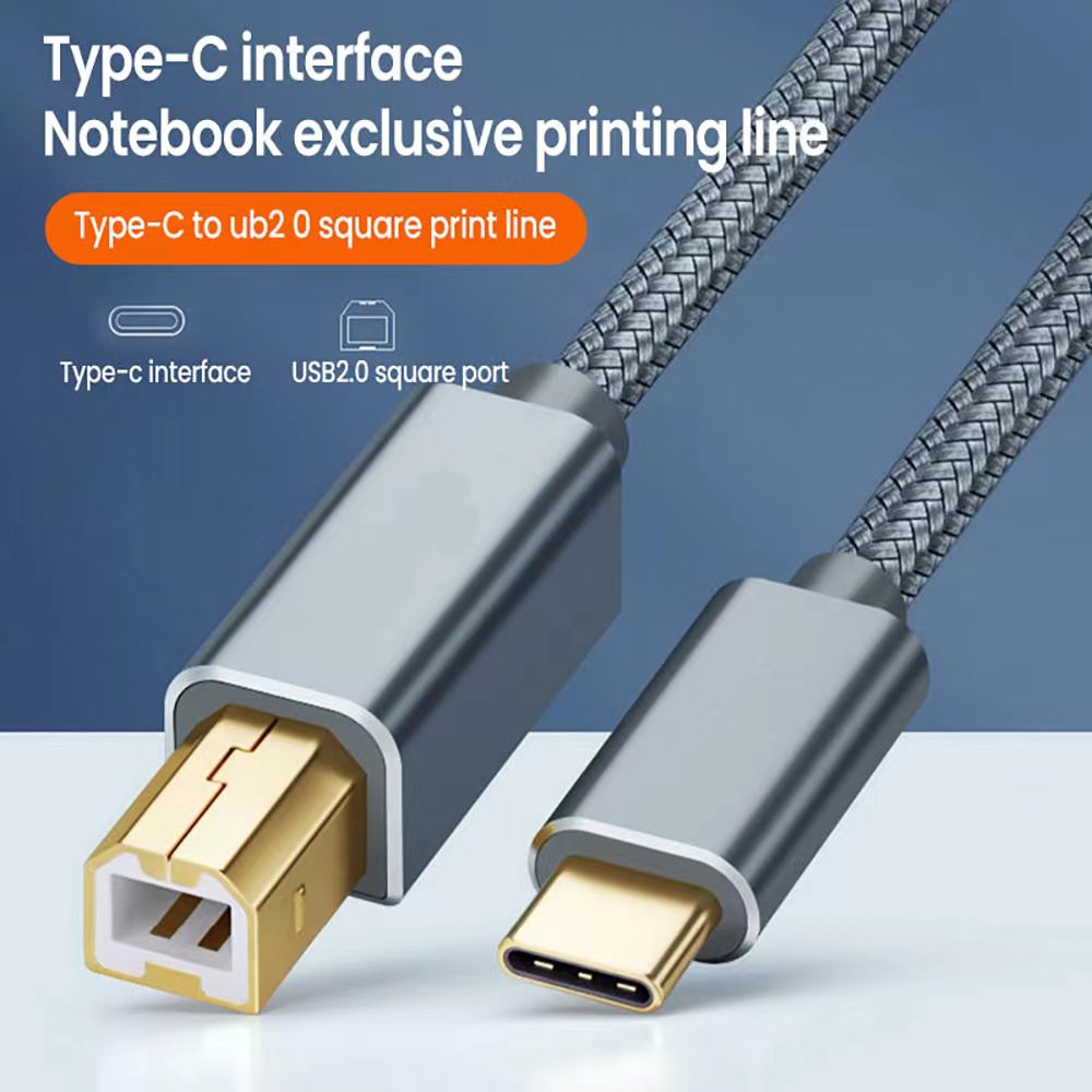 USB C to USB B 2.0 Printer Cable Braided Printer Scanner Laptop ...
