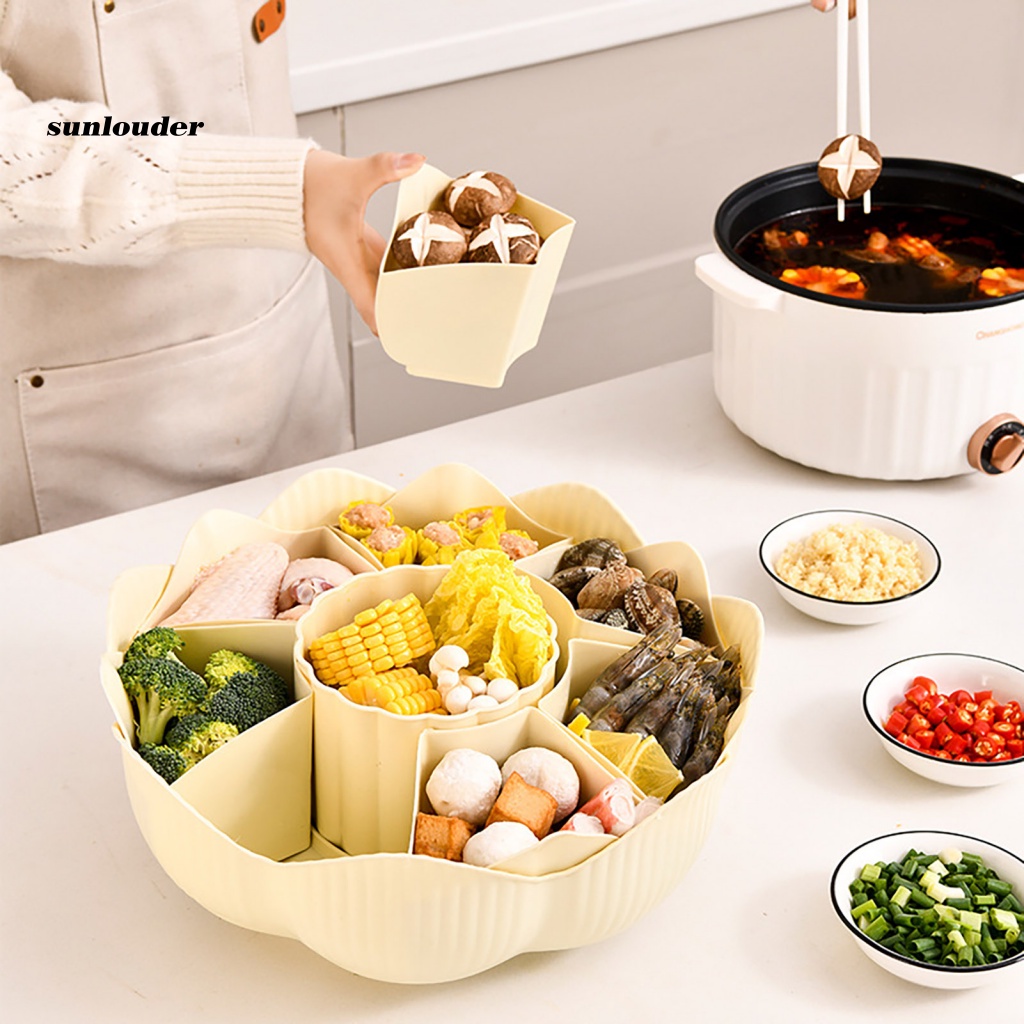 SL Dining Serving Tray Serving Dishes for Hot Pot 8 Dividers Rotatable ...