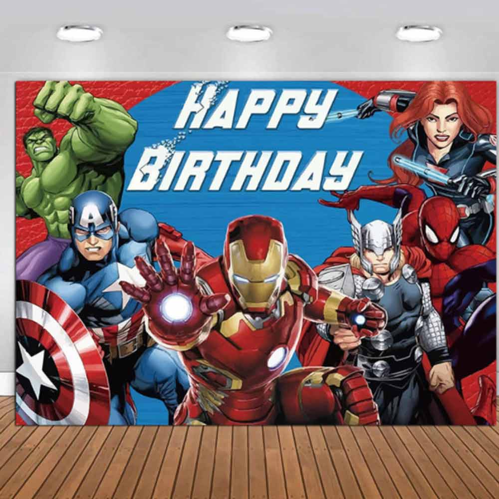 Marvel Superhero Backdrop Avengers Background Cloth Banner Birthday ...