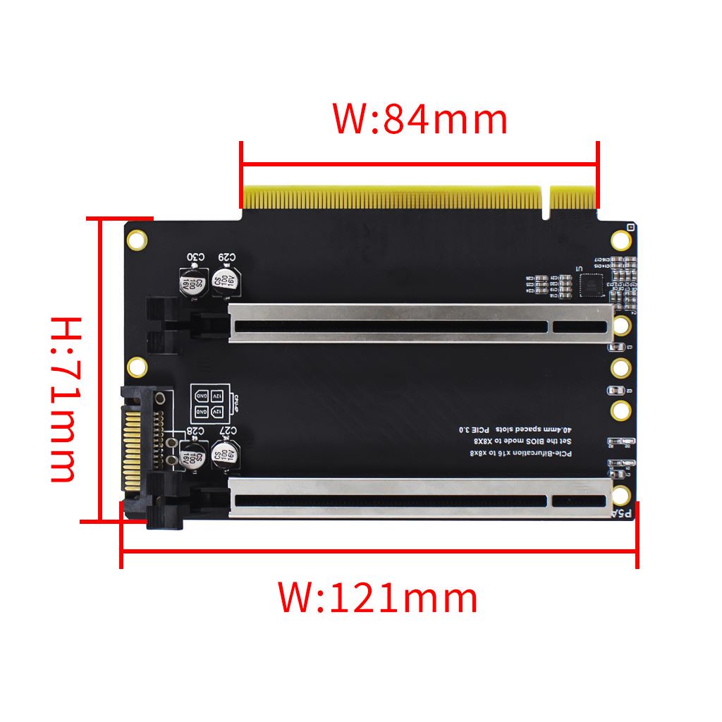 PCIE 3.0 x16 1 to 2 Expansion Card Split Card PCIe-Bifurcation x16 to ...